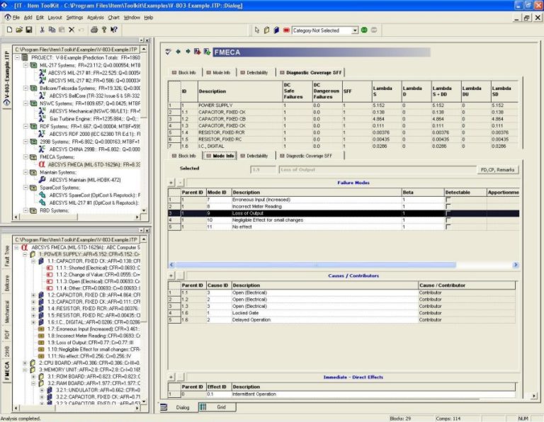 FMECA Module - Reliability Software